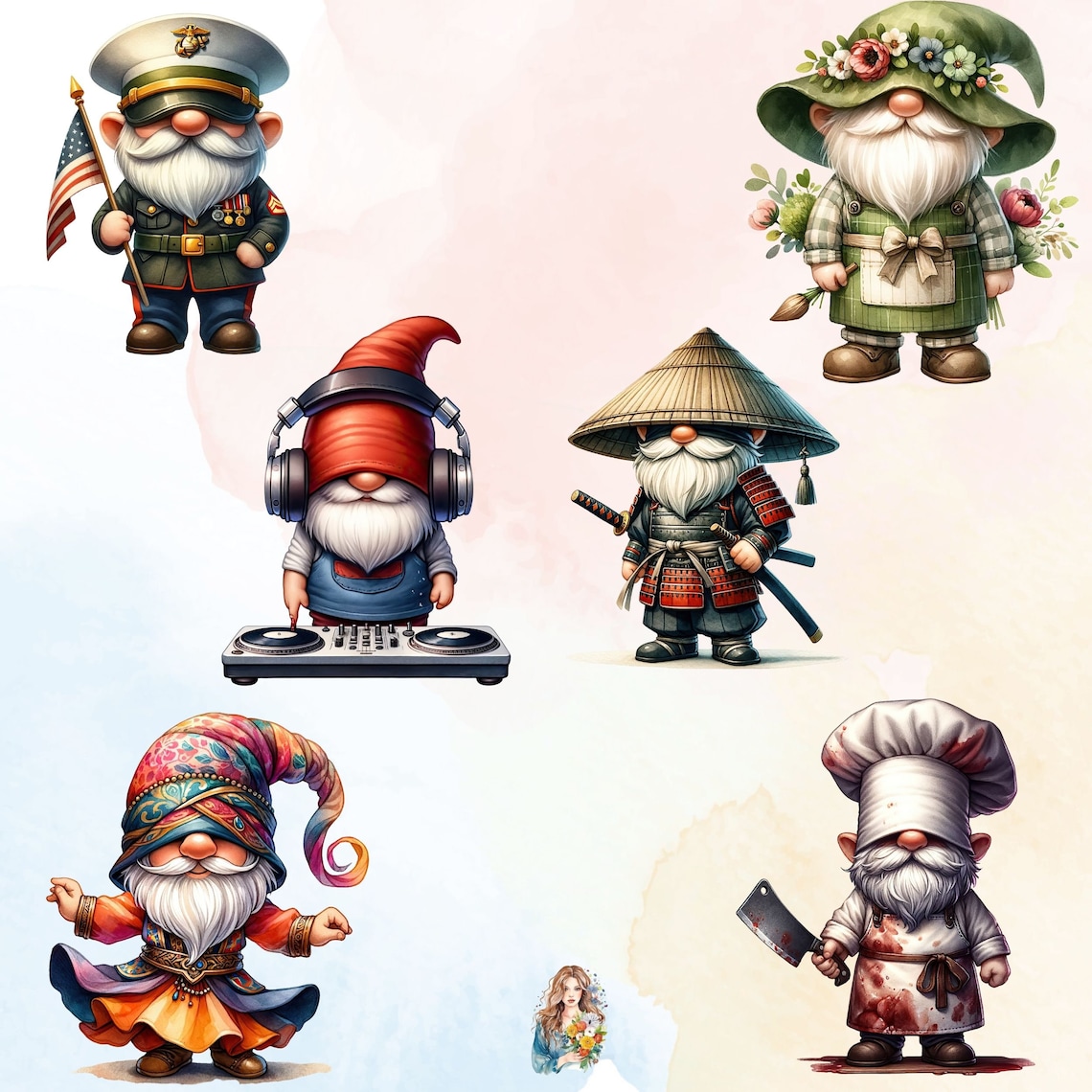 Gnome Occupation Clipart | Watercolor Clip Art | Job Clipart |gnomes in ...