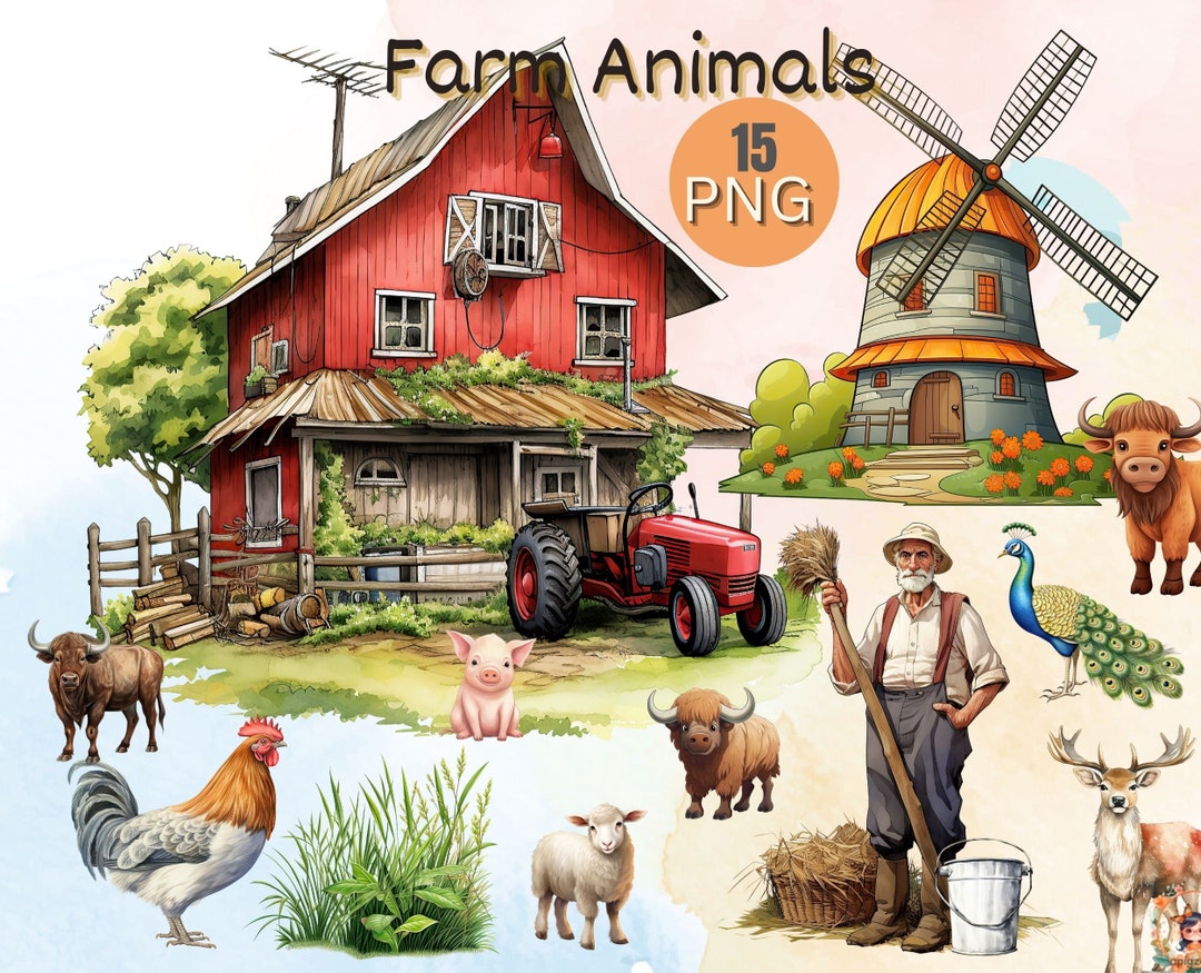 Farm Animals | Watercolor Clipart | Nursery Decor | Cute Animals | Cute ...