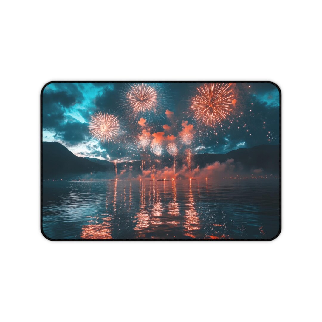 Desk Mat, July 4th Independence Day Fireworks Light up the Night, Desk ...