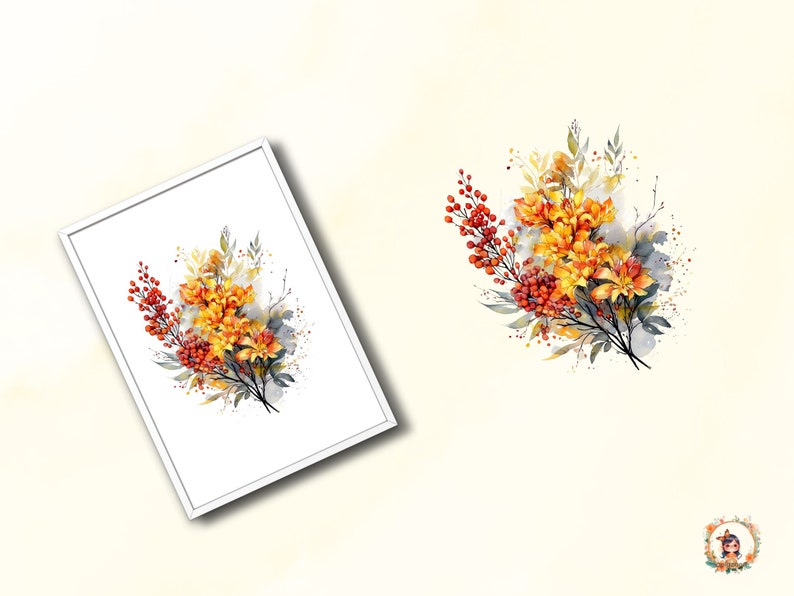 Autumn Flower Watercolor Clipart Bundle , Autumn Leaves PNG Format ...