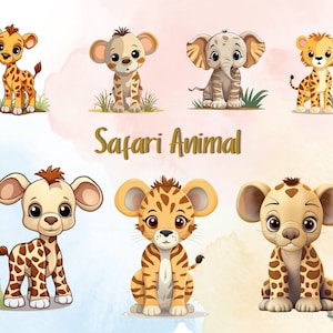 Baby Safari Animals Clipart | Cute Baby Animal | Watercolor Clipart ...