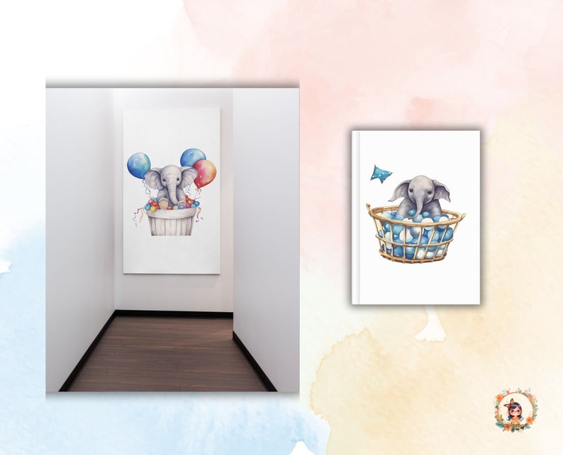 Baby Elephant Clipart Nursery Wall Art Watercolor Illustrations ...