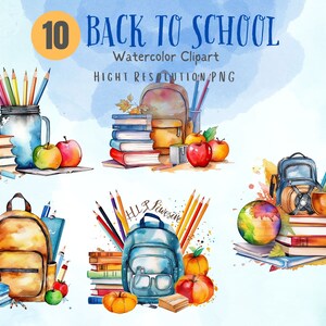 Watercolor School Supplies , Back to School , School Supply , Cute ...