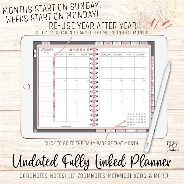 Undated Digital Planner - Etsy