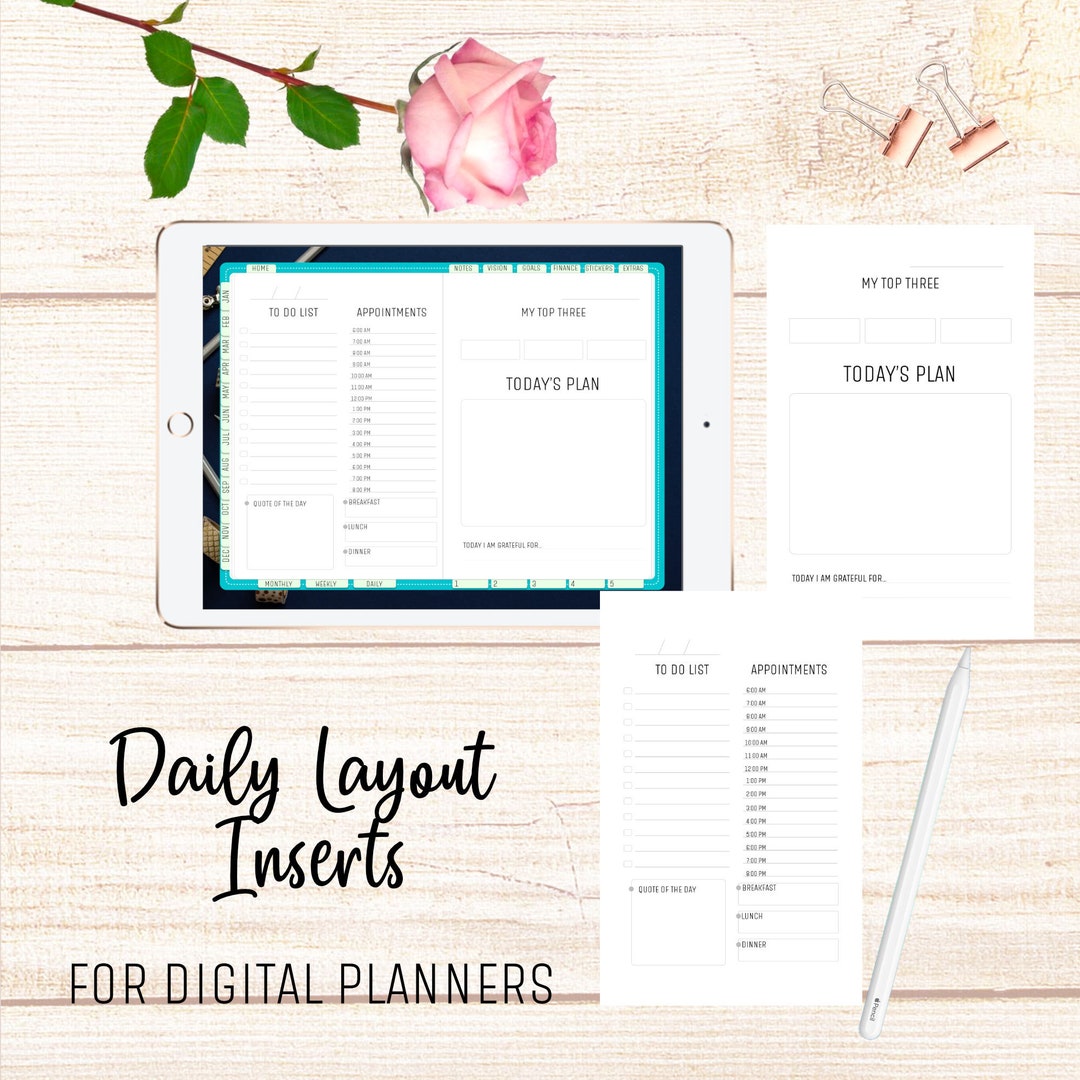 Daily Planner Insert, Android Planner, iPad Planner, Digital Planning ...