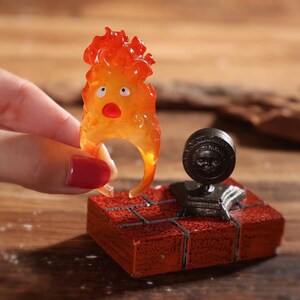 Original Ghibli Calcifer Figure ring set of 6 Howls Moving Castle ...
