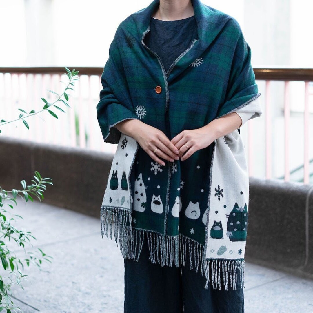 Original Ghibli Totoro Shoulder Shawl/scarf My Neighbor Totoro Jacquard ...