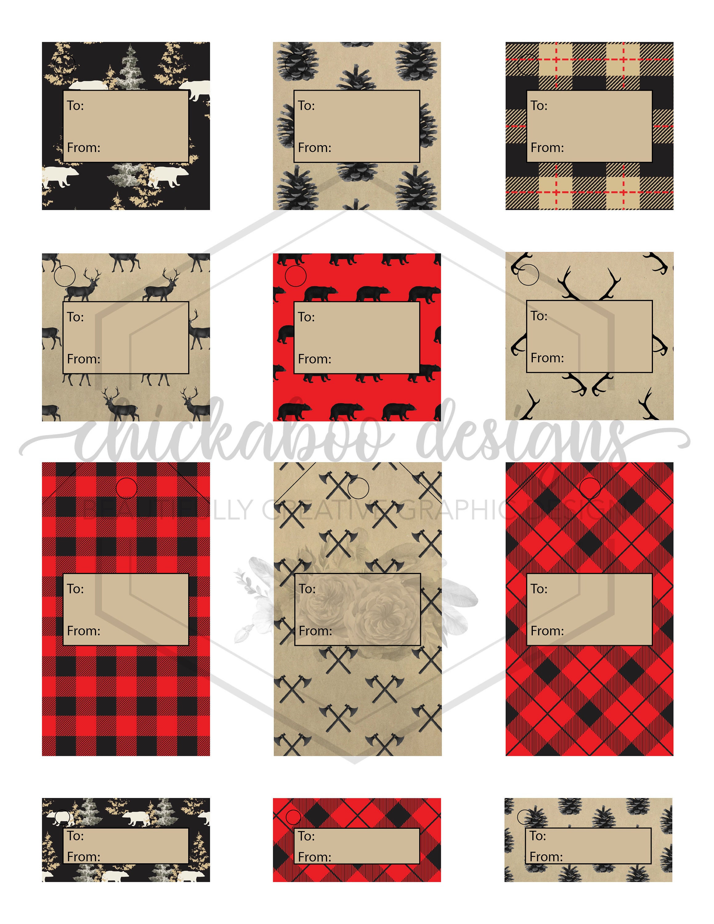 Rustic Christmas Gift Tags Set of 21 Printable Tags DIGITAL - Etsy