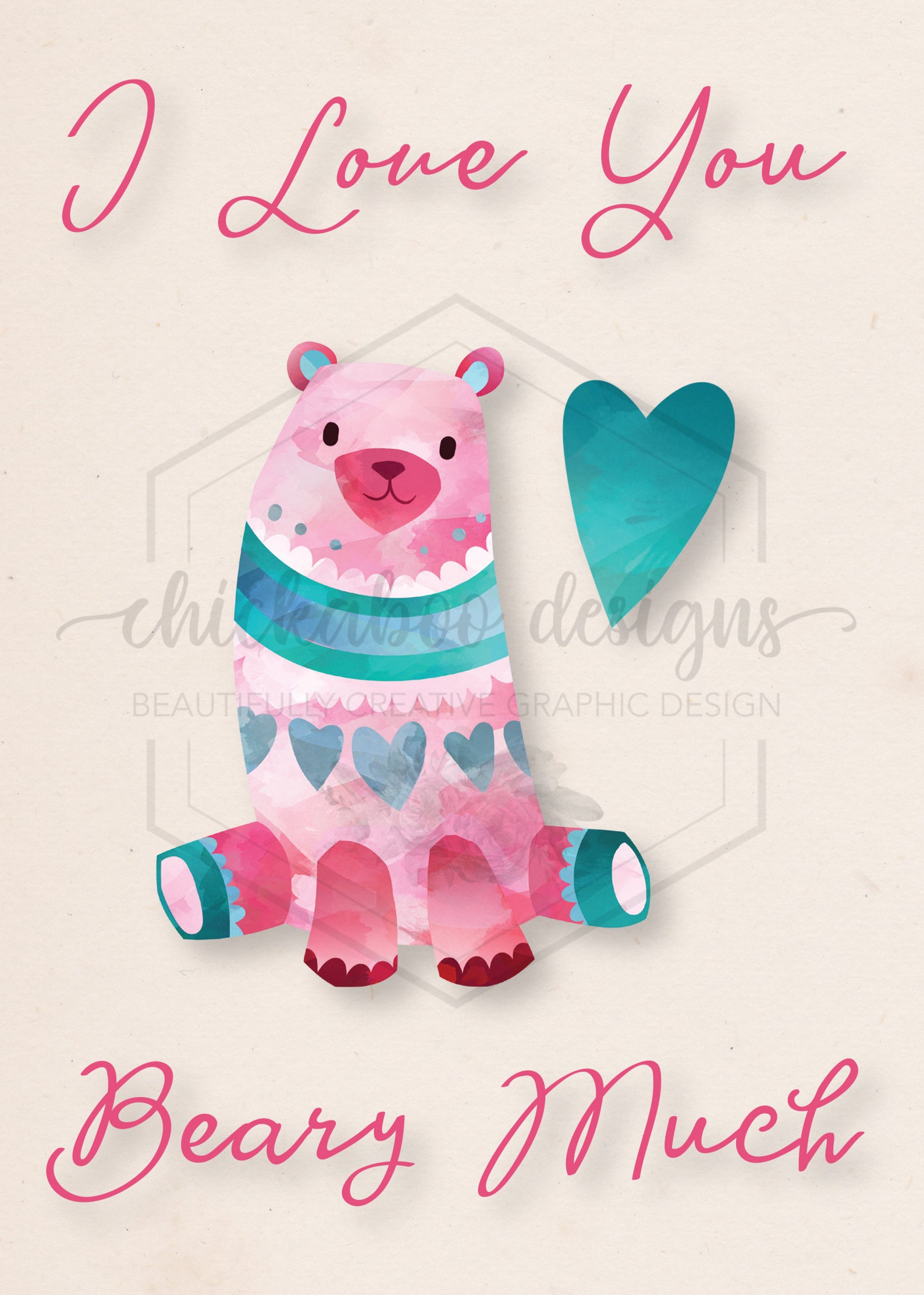 I Love You Beary Much 5x7 Valentine's Day Folded Card - Etsy UK