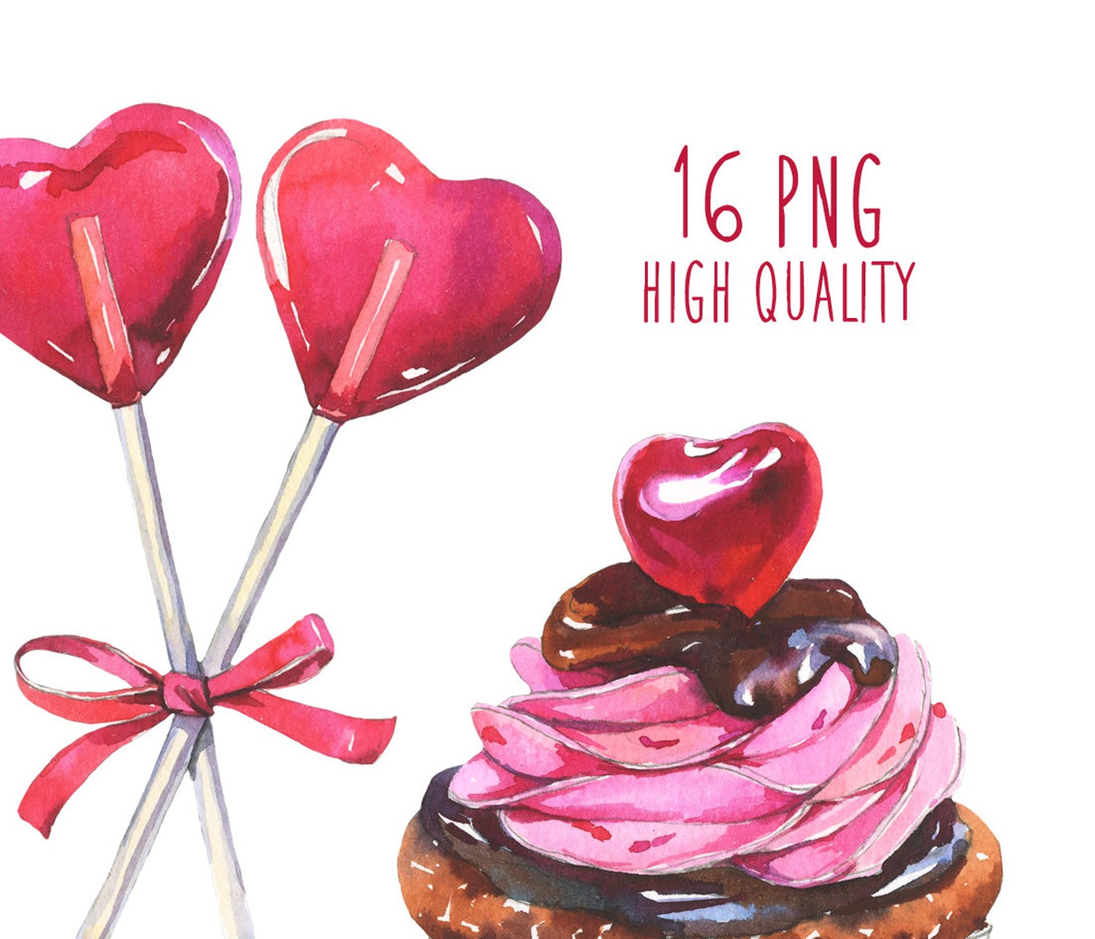 Valentine's Day Watercolor Clipart Set PNG 300 Love - Etsy Canada