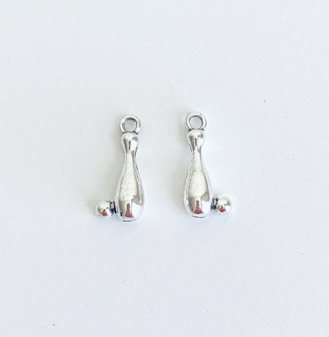 Bowling Charm. Bulk Bowling Ball Charms. Balling Pin Charm. 3D Silver ...