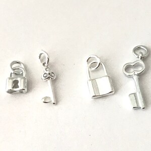 Sterling Silver Key and Lock Charm Set. 925 Sterling Silver Lock and ...