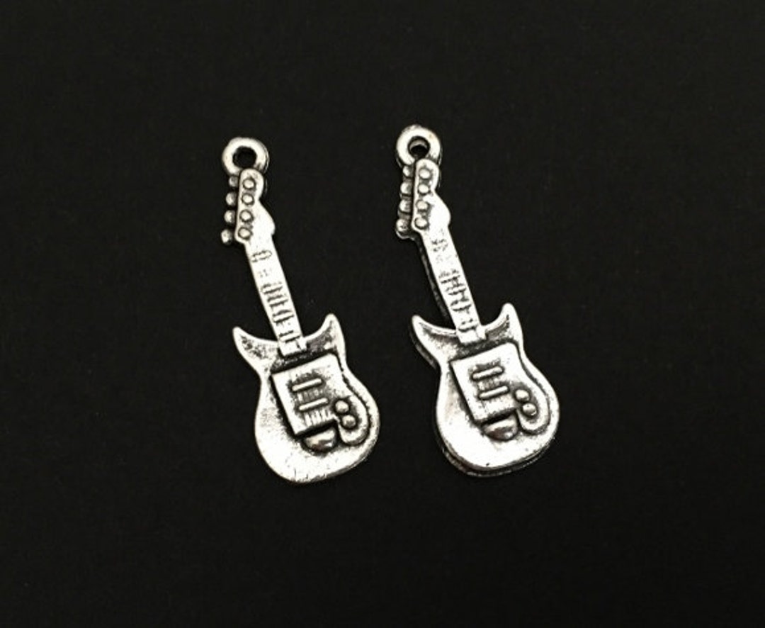 Guitar Charm. Lot of 10 / 20 / 30 / 40 / 50 / 100 PCS Silver Tone ...