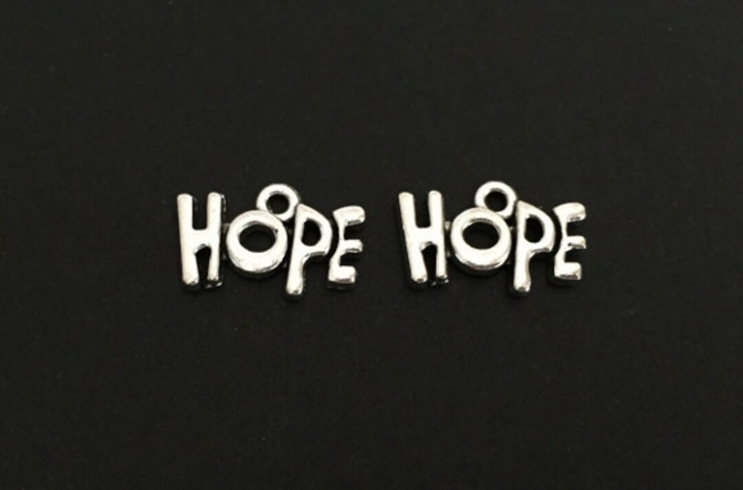 Hope Charm. Lot of 10 / 20 / 30 / 40 / 50 / 100 PCS Silver Tone Hope ...