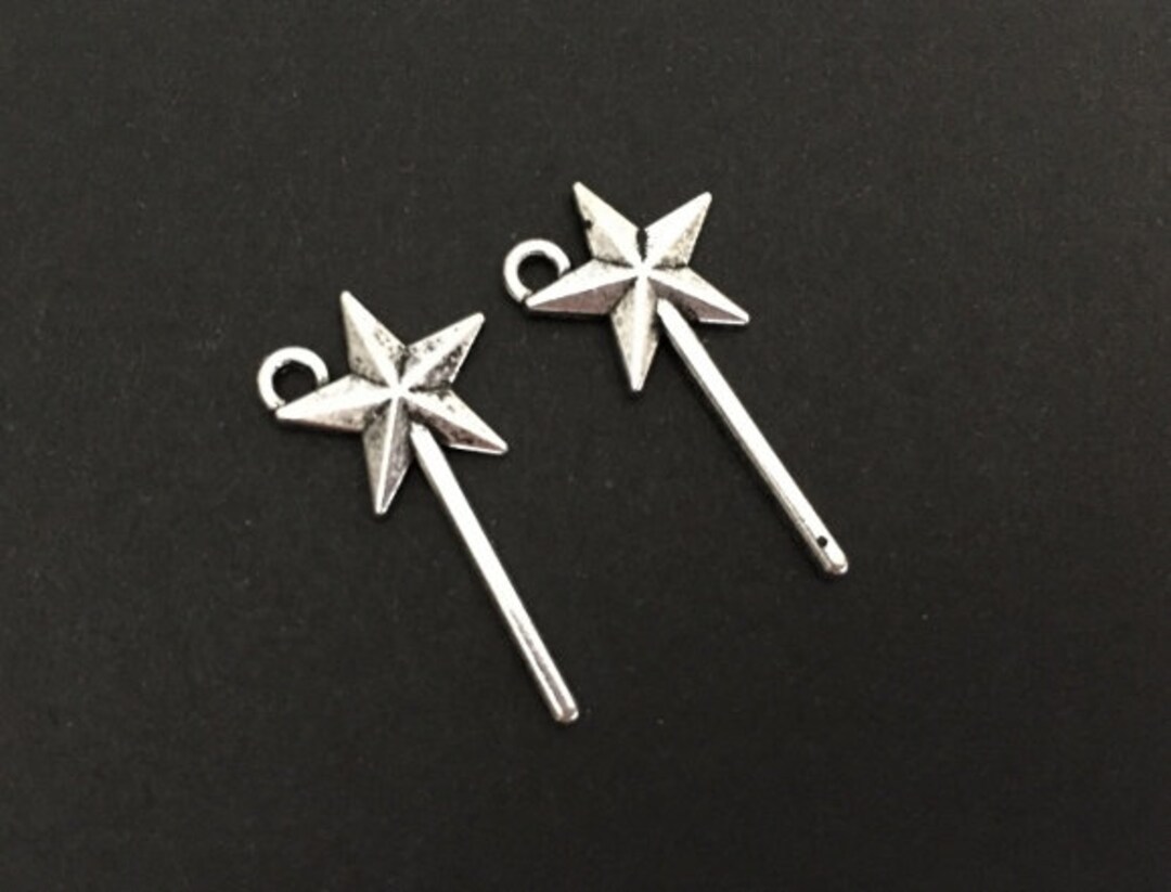 Magic Wand Charm. Lot of 10 / 20 / 30 / 40 / 50 PCS Silver Tone Magic ...