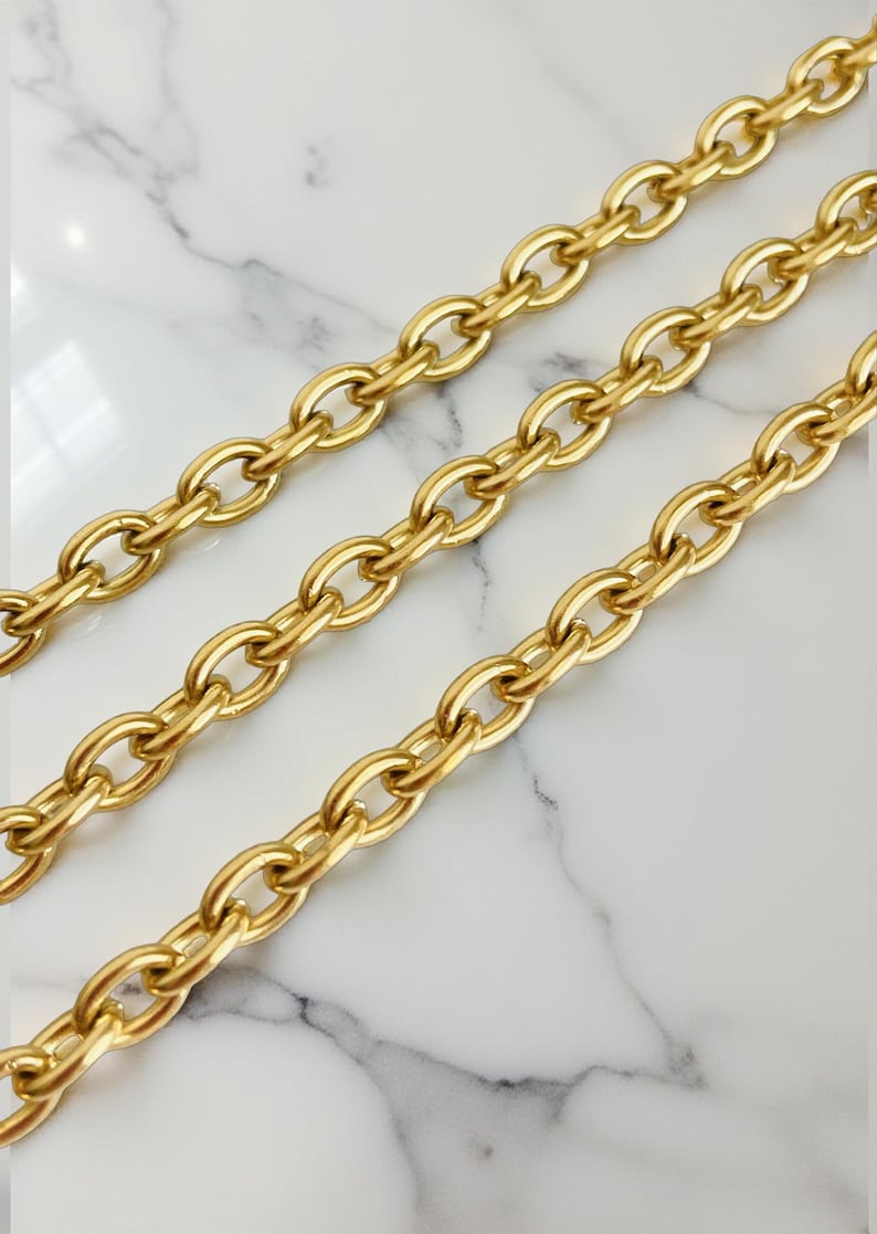 4.5mm X 6mm 18K Gold Over Stainless Steel Oval Chain • Shiny Oval ...