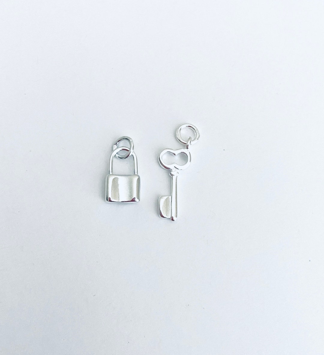Sterling Silver Key and Lock Charm Set. 925 Sterling Silver Lock and ...