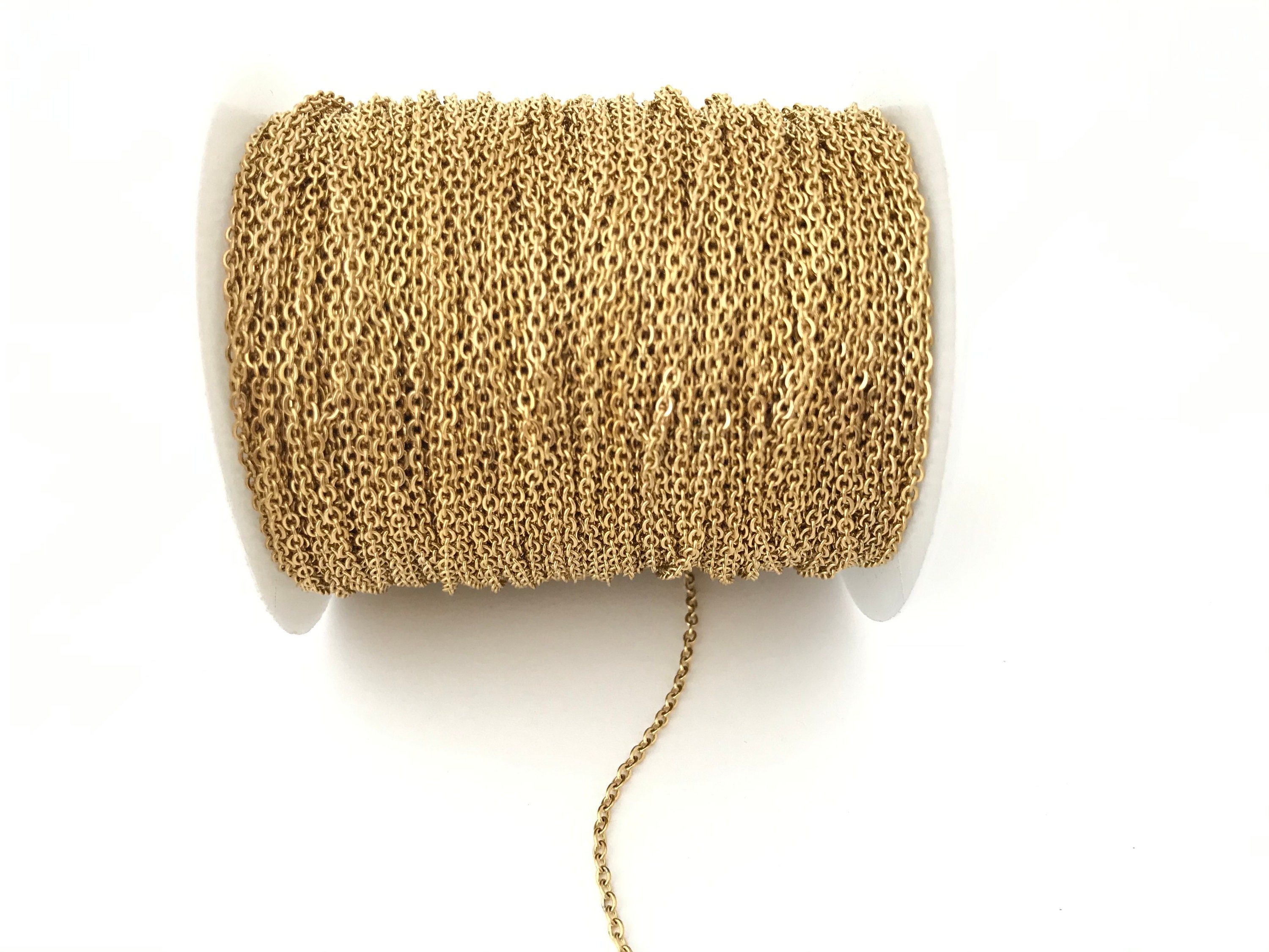 2mm Gold Over Stainless Steel Flat Cable Chain. 10 FT / 20 FT | Etsy