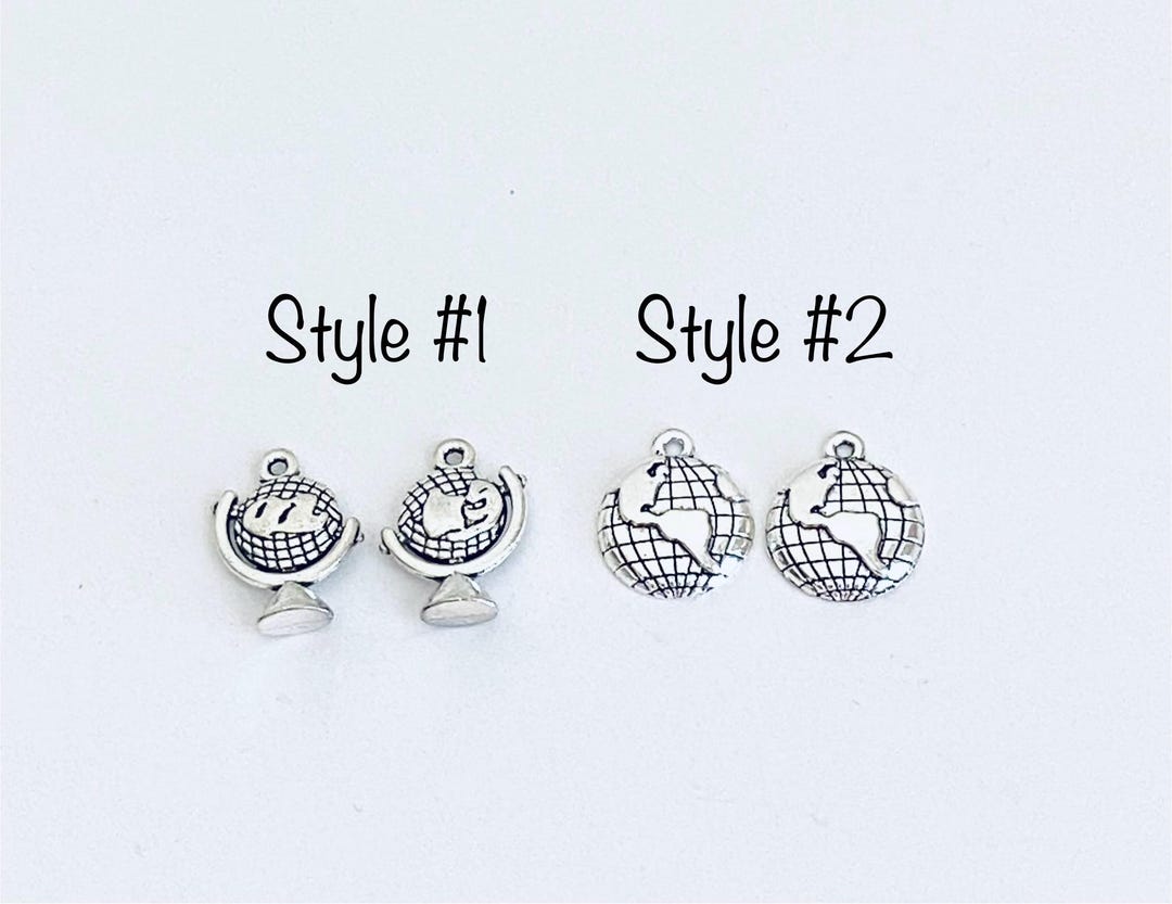 World Globe Charms. Lot of 10 / 20 / 30 / 40 / 50 / 100 Pcs. 2-sided ...