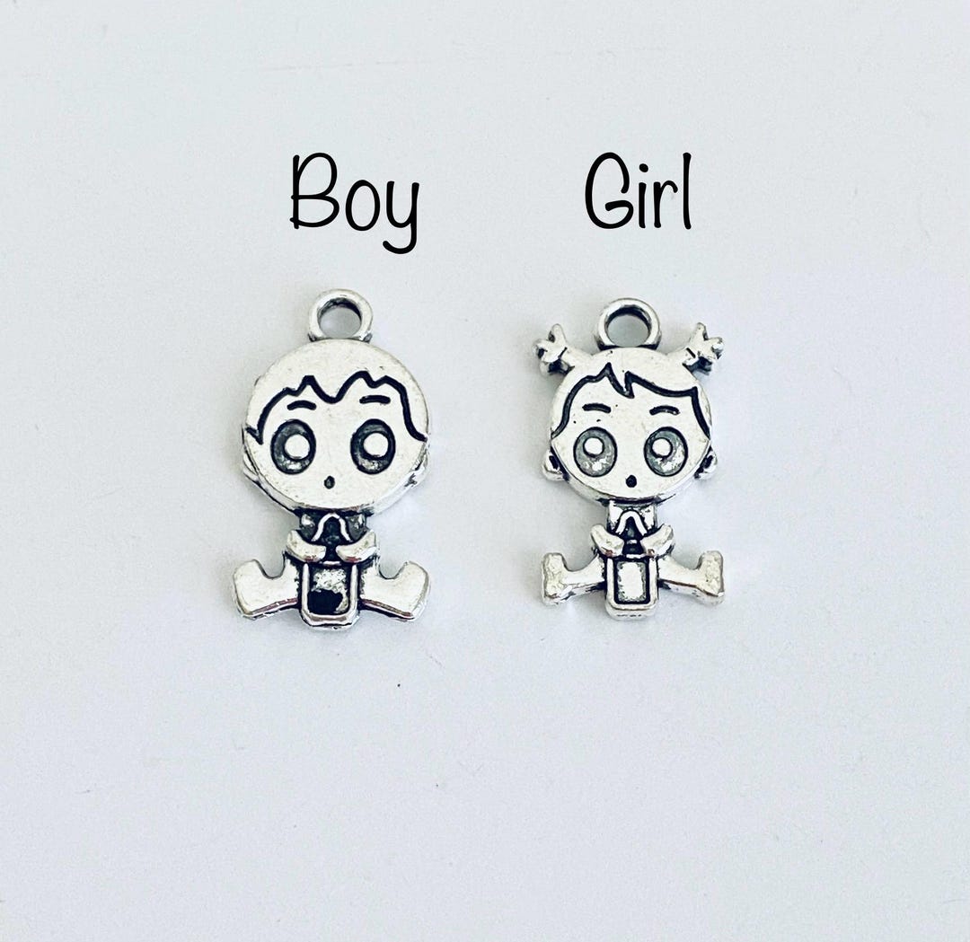 Baby Charms. Bulk Base Metal Baby BOY or GIRL Pendants. Baby Party ...