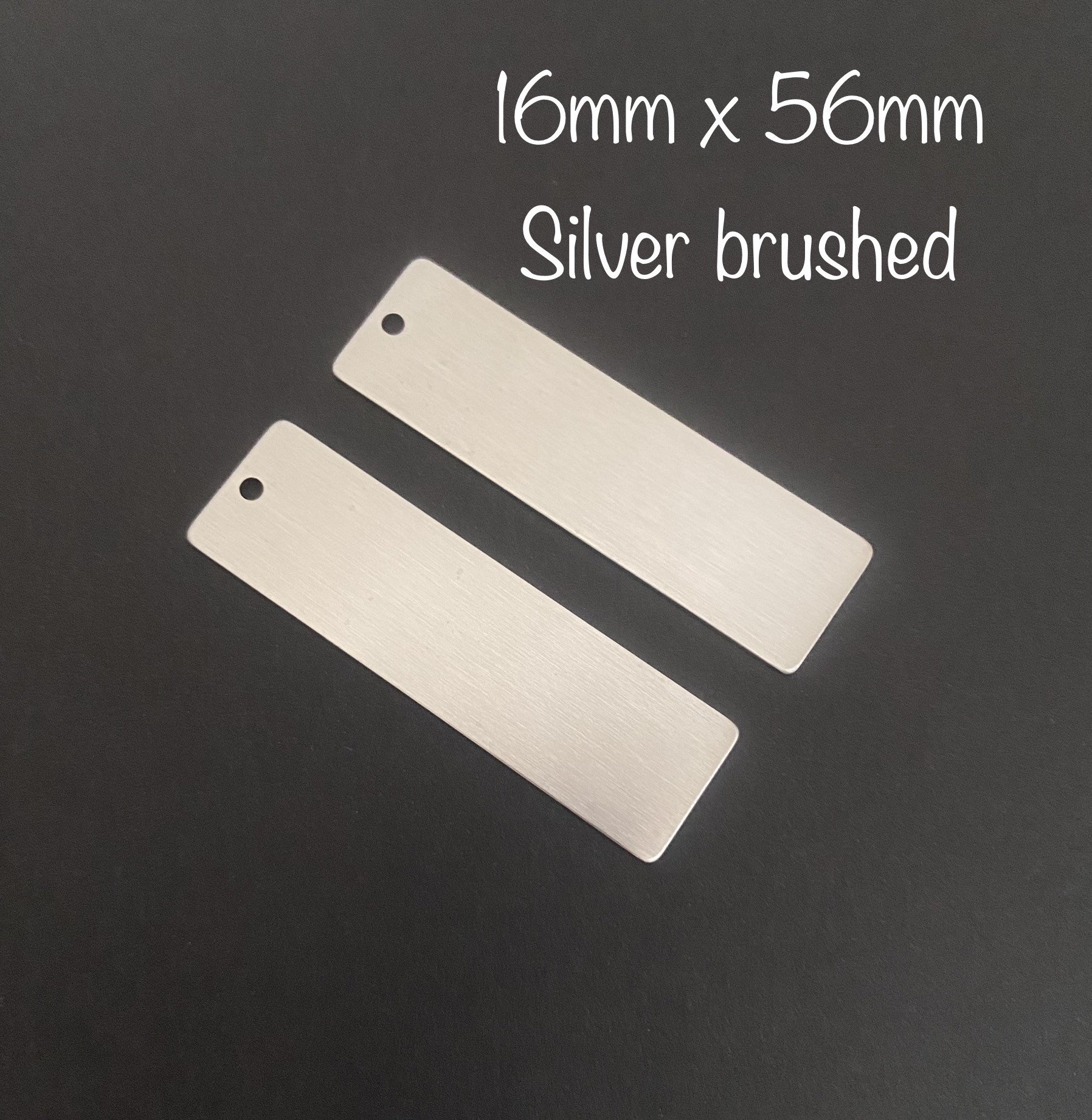 16mm X 56mm Silver Brushed Stainless Steel Blanks. Hand Stamping Blanks ...