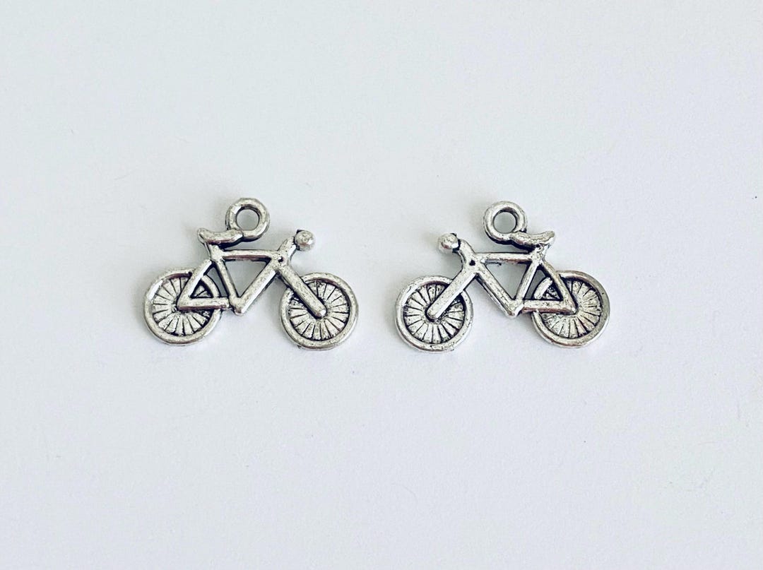Small Base Metal Bicycle Charms. Silver Tone Bike Ride Marathon Charms ...