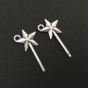 Magic Wand Charm. Lot of 10 / 20 / 30 / 40 / 50 PCS Silver Tone Magic ...