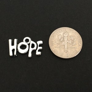 Hope Charm. Lot of 10 / 20 / 30 / 40 / 50 / 100 PCS Silver Tone Hope ...