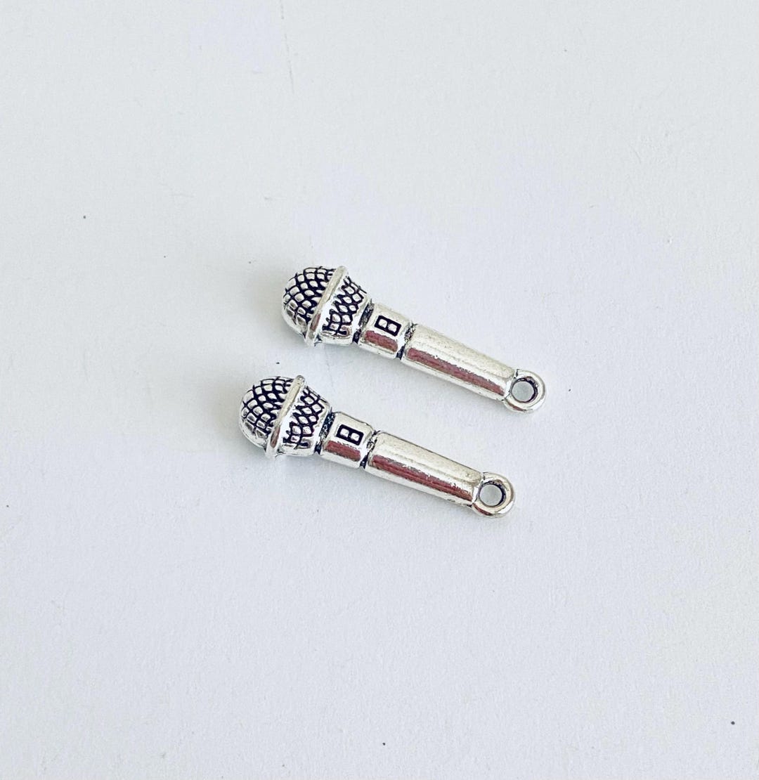Base Metal Small Microphone Charm. Lot of 10 / 20 / 30 / 40 / 50 / 100 ...