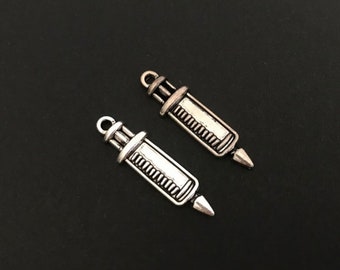 20pcs Syringe Charms Medical Charm Antique Silver Tone 9x30mm - Etsy