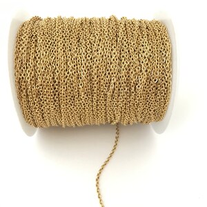2mm Gold Over Stainless Steel Flat Cable Chain. 10 FT / 20 FT / 30FT ...