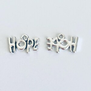 Hope Charm. Lot of 10 / 20 / 30 / 40 / 50 / 100 PCS Silver Tone Hope ...