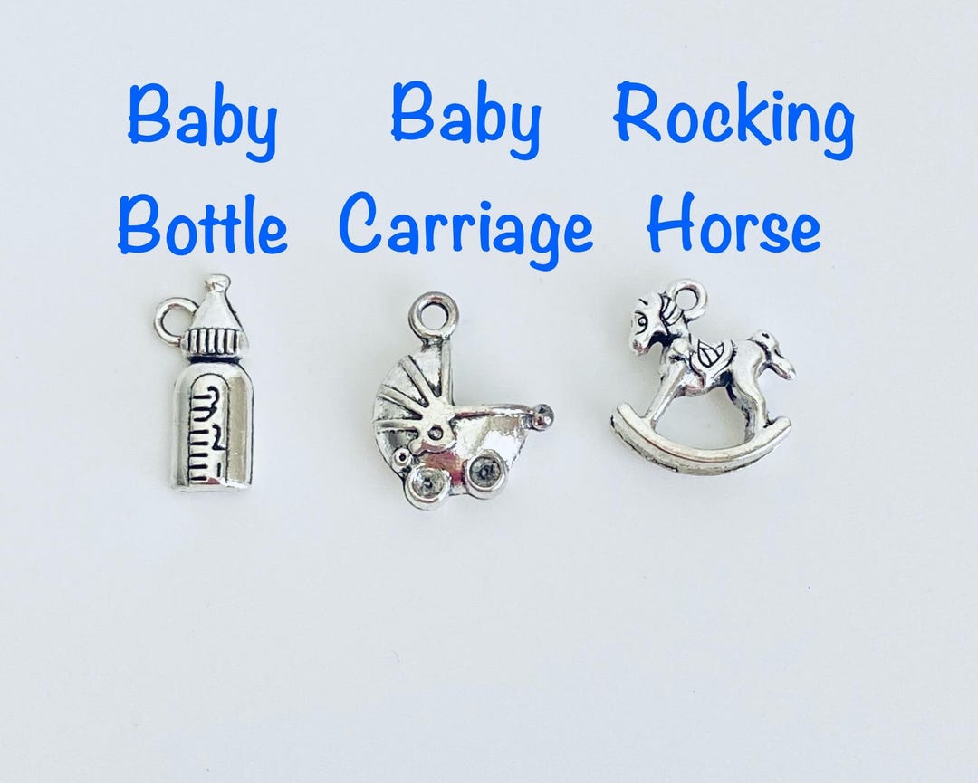 Small Baby Charms. Base Metal Baby Milk Bottle. Baby Carriage. Rocking ...