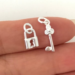 Sterling Silver Key and Lock Charm Set. 925 Sterling Silver Lock and ...
