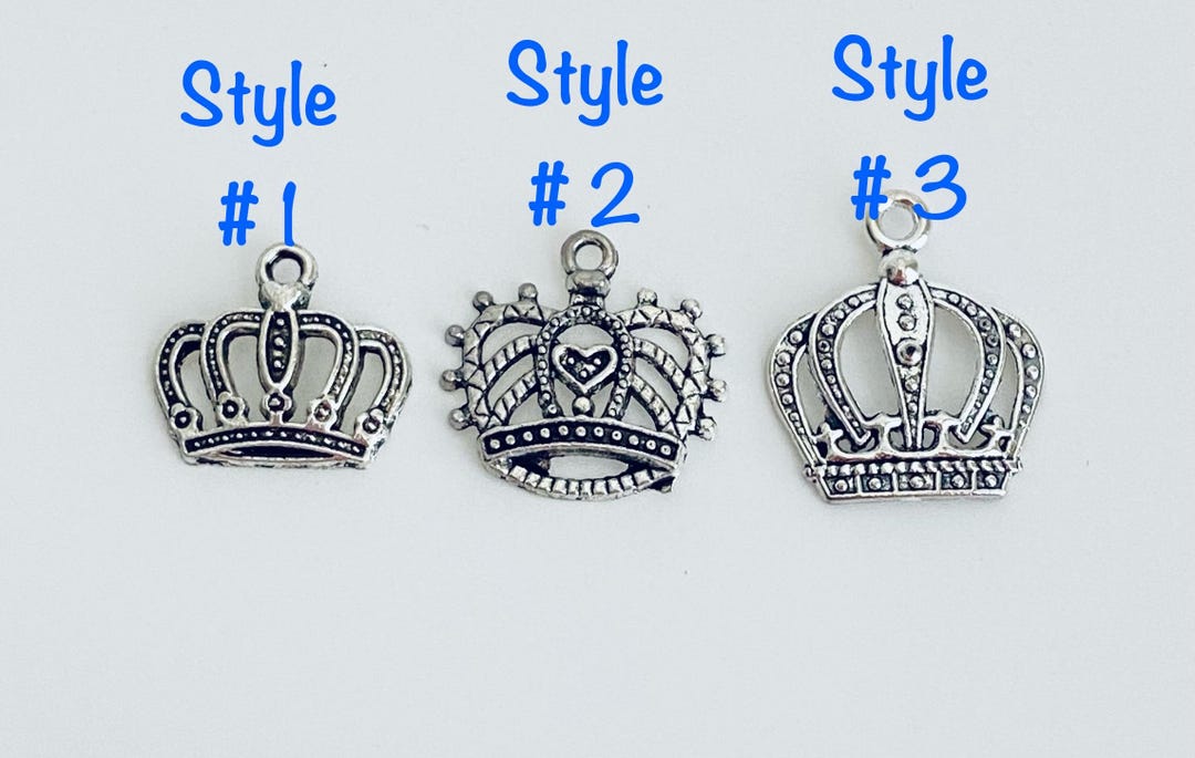 Small Base Metal Crown Charms. Bulk Antique Silver Finished King Crown ...