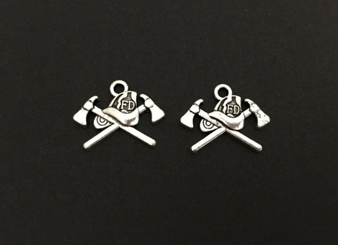 Fire Department Charm. Lot of 10 / 20 / 30 / 40 / 50 / 100 PCS Silver ...