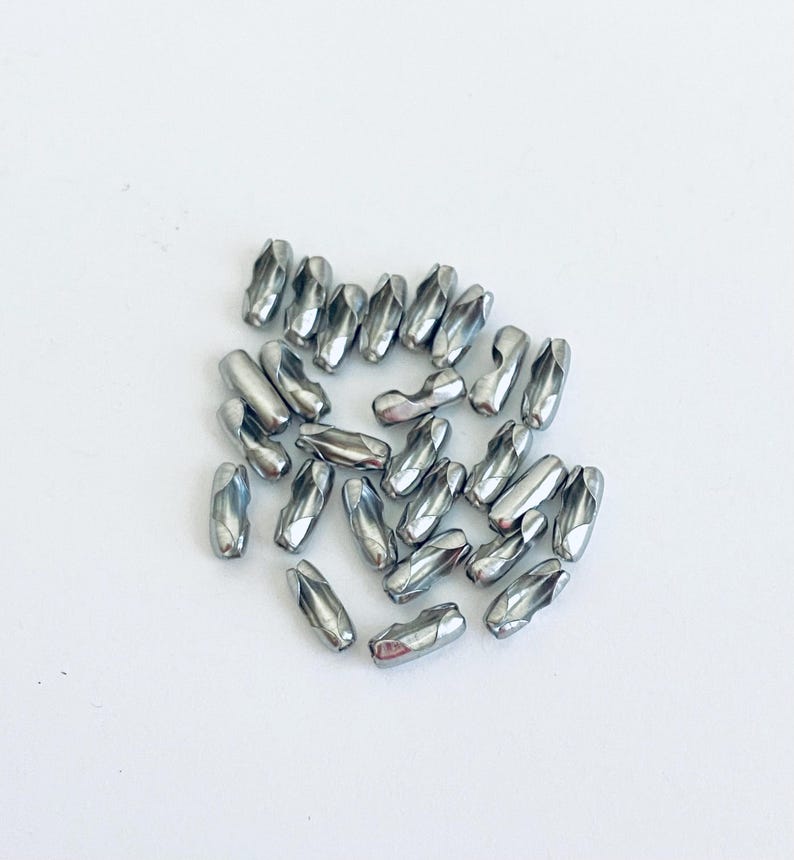 2.4mm Stainless Steel Ball Chain Clasp. Lot of 10 / 20 / 30 / 40 / 50 ...