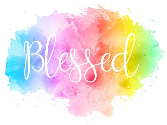 Watercolor Blessed Download Clipart PNG Sublimation Transfer | Etsy