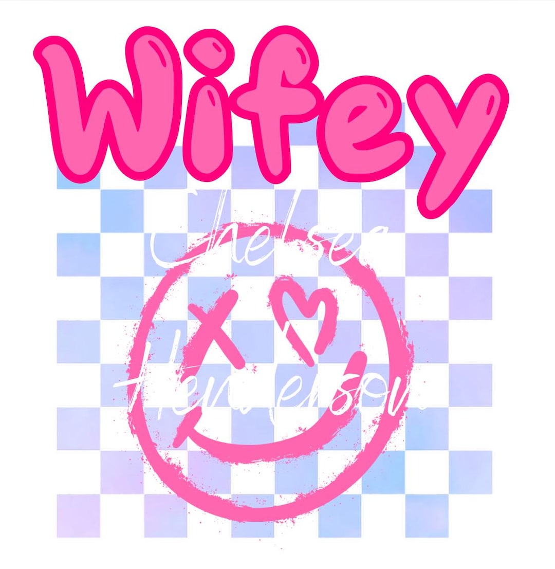 Wifey Checkered Smiley Face Download Clipart PNG Sublimation Transfer ...