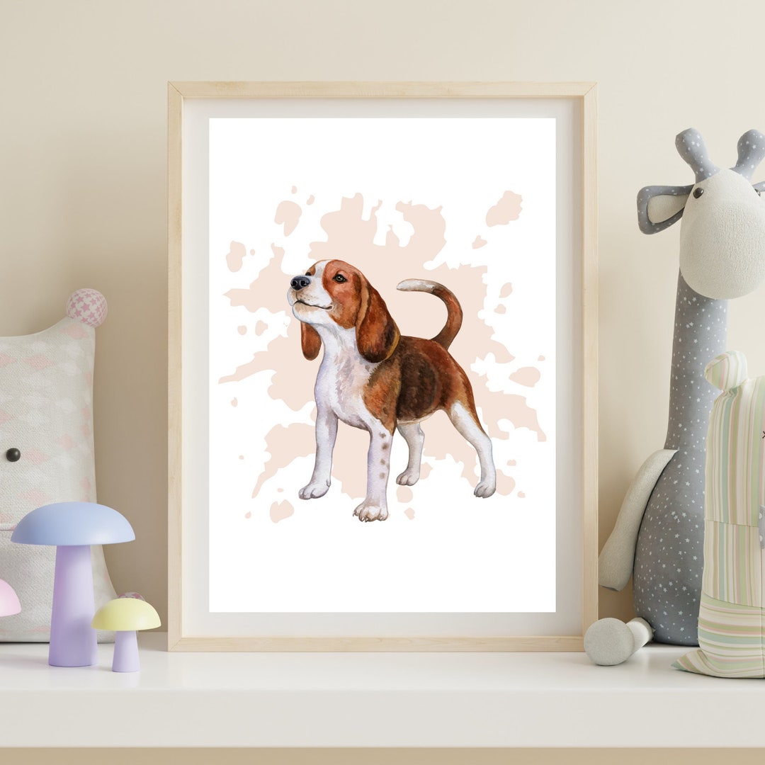 Beagle Digital Printable, Puppy Watercolor, Nursery Wall Art, Dog Wall ...