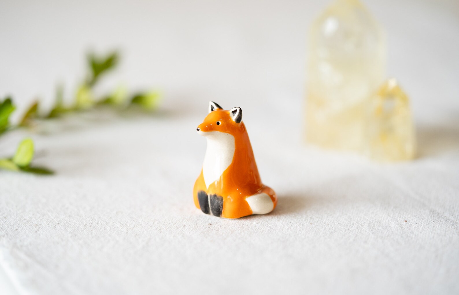 Handmade Ceramic Miniature Sitting Fox Figurine - Etsy