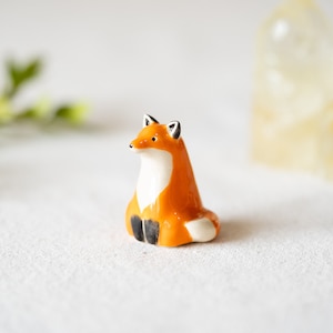 Handmade Ceramic Miniature Sitting Fox Figurine - Etsy