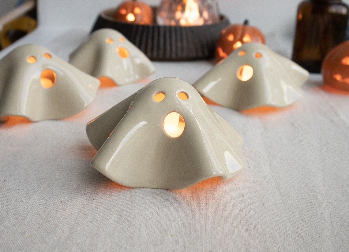 Handmade Ceramic Ghost Tea Light Holder | Etsy