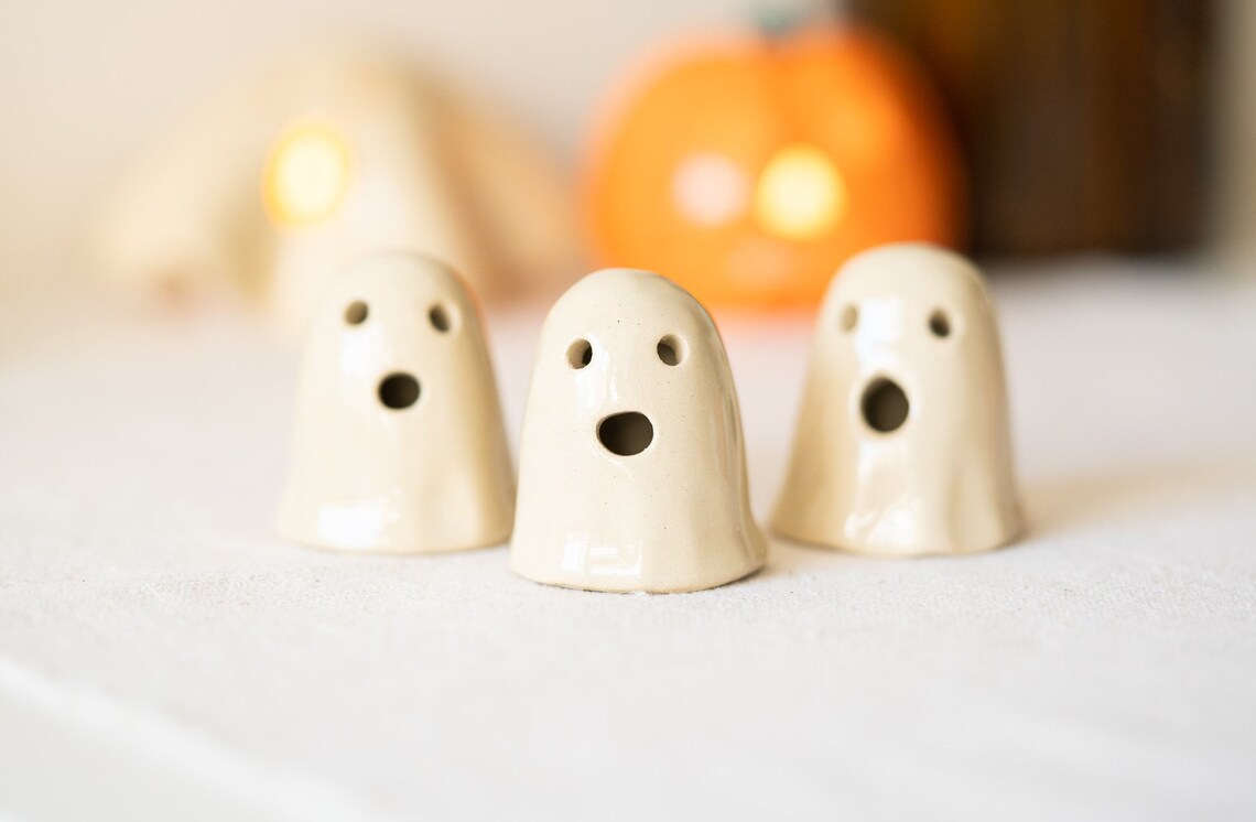 Set of Three Handmade Ceramic Ghosts - Etsy