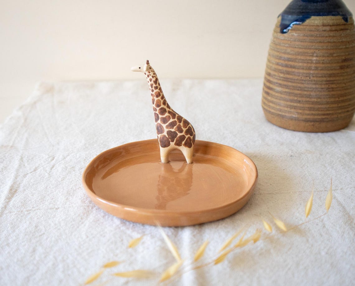 Handmade Ceramic Ring Dish With Giraffe - Etsy