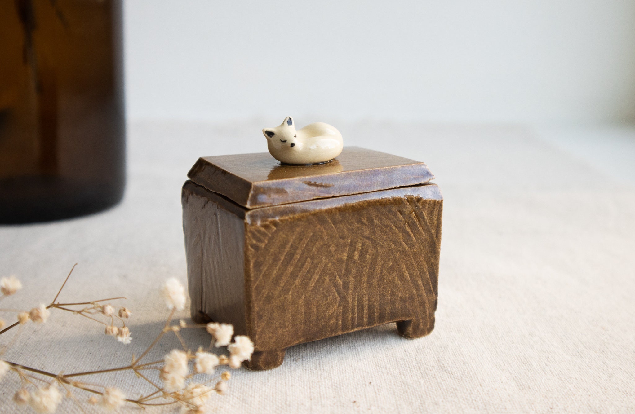 Handmade Ceramic Box with Fox | Etsy