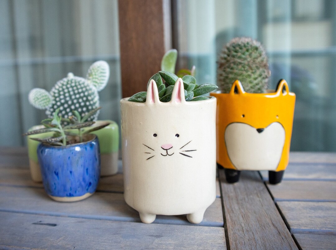 Handmade Ceramic Rabbit Planter - Etsy