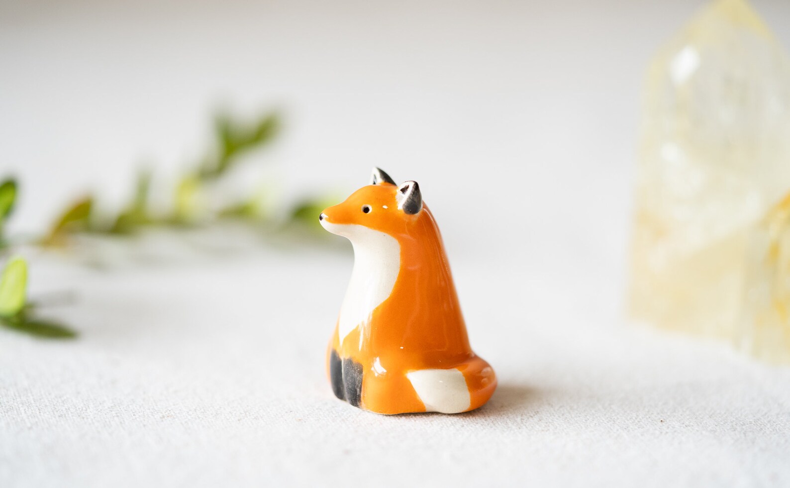 Handmade Ceramic Miniature Sitting Fox Figurine - Etsy