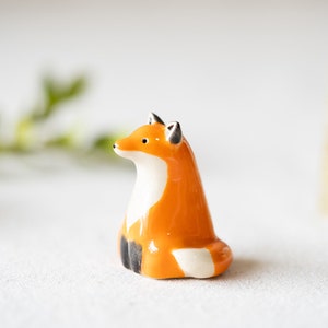 Handmade Ceramic Miniature Sitting Fox Figurine - Etsy