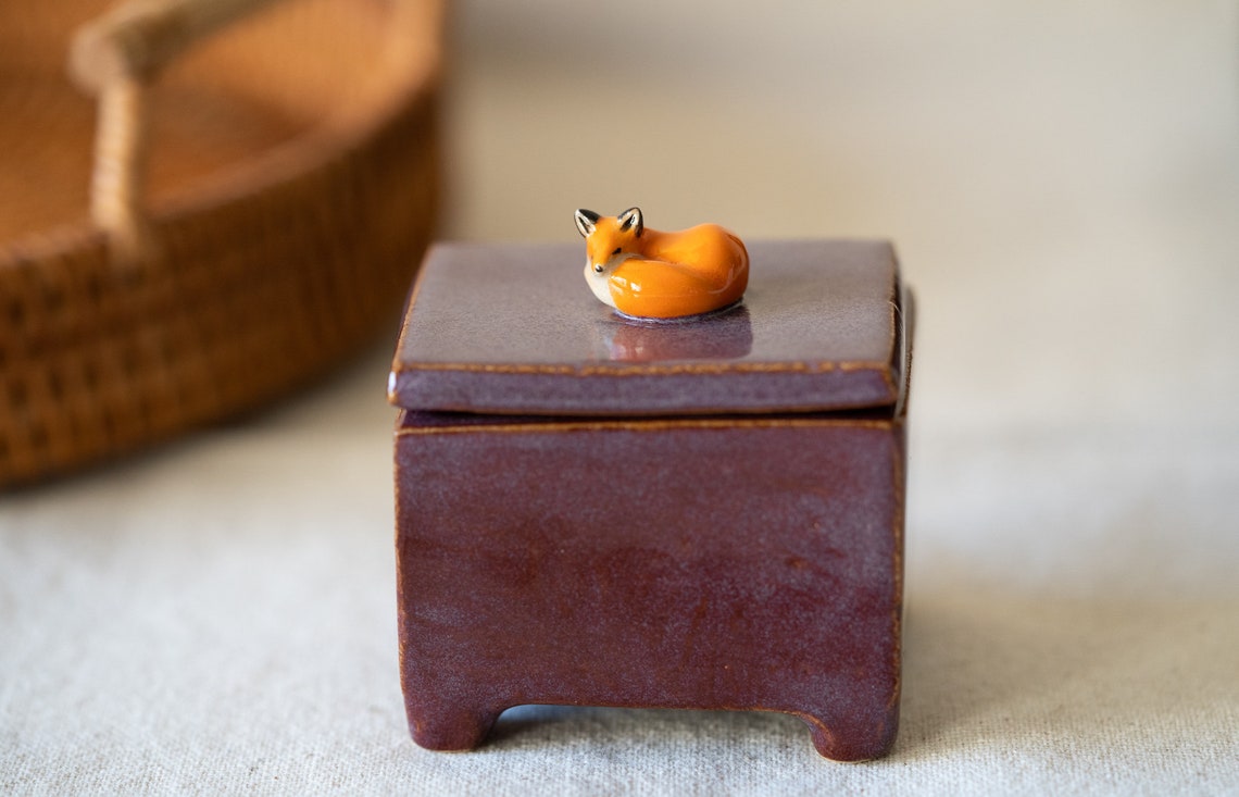 Handmade Ceramic Box With Fox - Etsy
